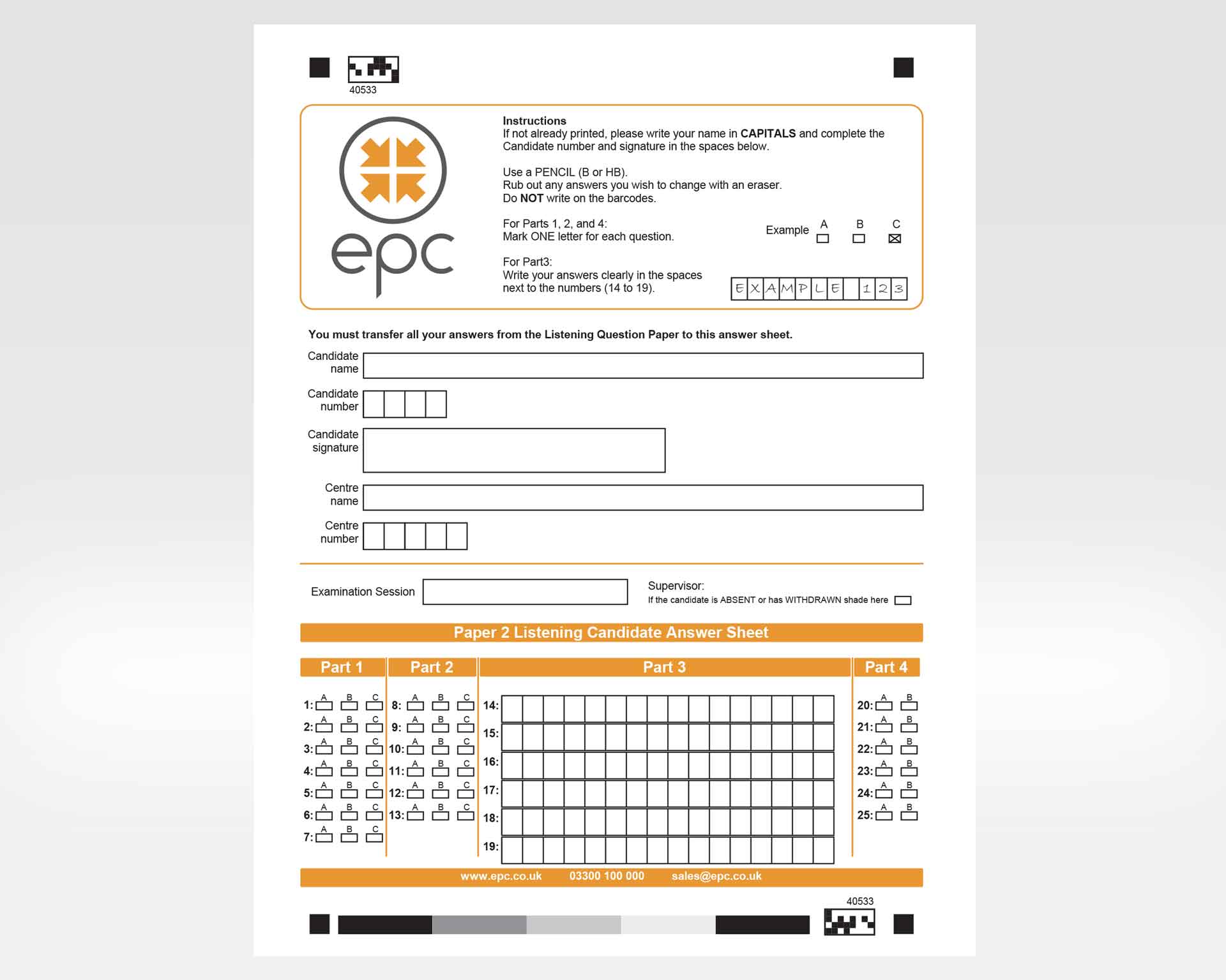 Paper Based Exams EPC